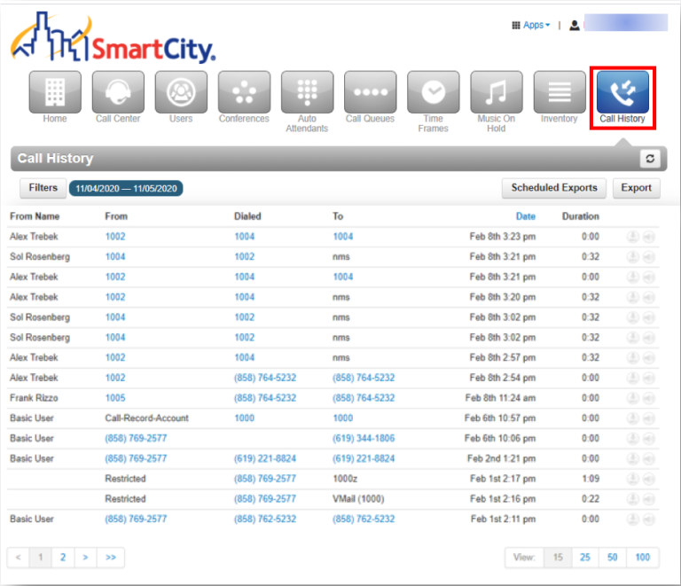 Call History - Smart City Support